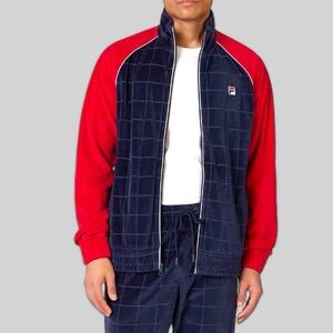 Fila | Other | Mens Fila Navy Red Velour Casual Outfit Set Tracksuits ...